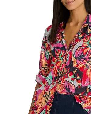 NIC+ZOE Kauai Garden Crinkle Shirt - Red Multi