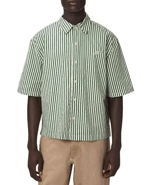 ALLSAINTS Chopin Short Sleeve Shirt - White/green