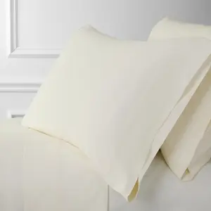 HUDSON PARK COLLECTION Giza 700 Cotton Sateen Flat Sheet, King Exclusive - Ivory Shell