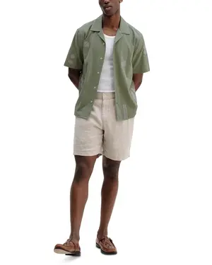 WAX LONDON Wax Londo Didcot Abstract Seersucker Shirt - Sage/ecru