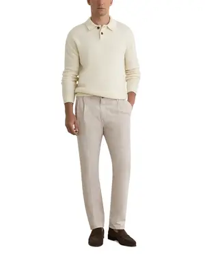 REISS Pablo Side Adjuster Cotton Linen Trousers