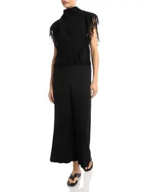 Issey Miyake Crocheted Fringe Stole - Black