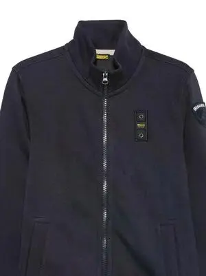 BLAUER. Zip-up Sweater With Logo Patch