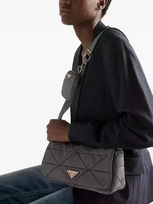 Prada Re-nylon Padded Shoulder Bag With Enamel Triangle Logo