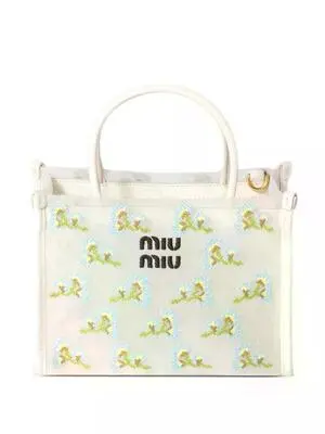 Miu Miu Embroidered Mesh Top-handle Bag