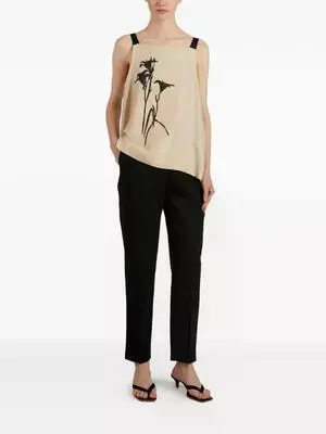 SLOWEAR Floral-print Square-neck Sleeveless Top - Neutrals