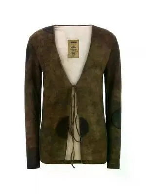 UMA WANG Printed Tie-fastening Cardigan - Brown