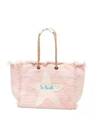 MC2 SAINT BARTH Striped Frayed Beach Bag - Pink