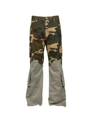 JUN/NAKAYAMA Camouflage Print Panelled Cargo Pants - Green