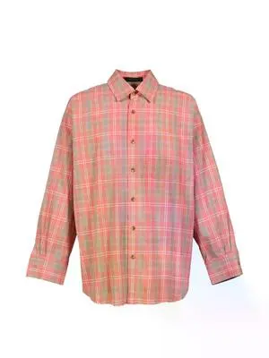 JUN/NAKAYAMA Check-pattern Raw-cut Shirt - Pink