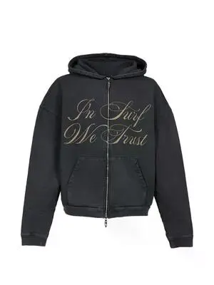 JUN/NAKAYAMA Graphic Print Zip-up Hoodie - Black