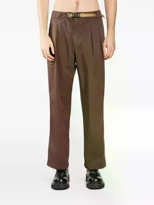 WHITE SAND Belted Pleated Trousers - Brown