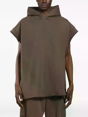 ROADLESS Sleeveless Jersey Hoodie - Brown