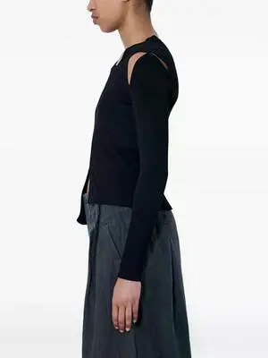 LIMI FEU Ribbed-knit Cut-out T-shirt