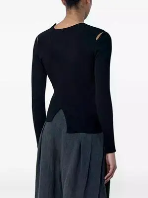 LIMI FEU Ribbed-knit Cut-out T-shirt
