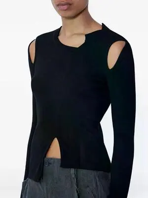 LIMI FEU Ribbed-knit Cut-out T-shirt