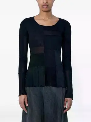 LIMI FEU Patchwork Long-sleeve T-shirt - Black