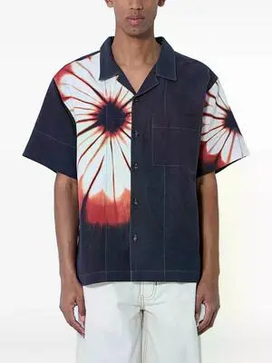 STORY MFG. Tie-dye Patch-pocket Short-sleeve Shirt - Blue