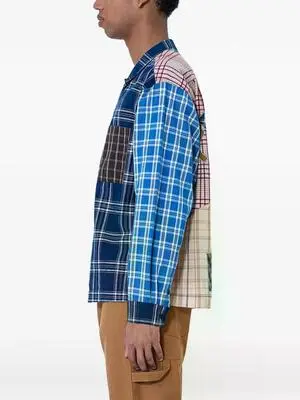 STORY MFG. Patchwork Plaid Shirt - Blue