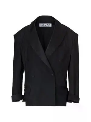 ALMAZ Tuxedo Double-breasted Blazer - Black