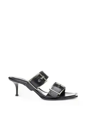 Alexander McQueen Double Buckle Leather Sandals - Black