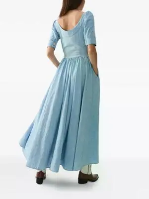 FORTELA Augustine Button-front Chambray Dress