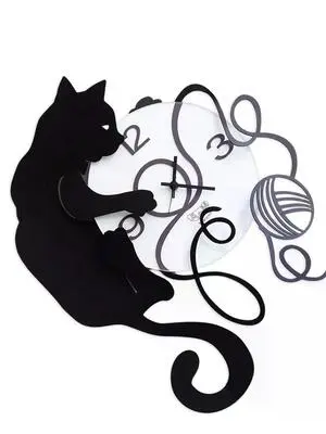 ARTI & MESTIERI Cat-themed Wall Clock - Black