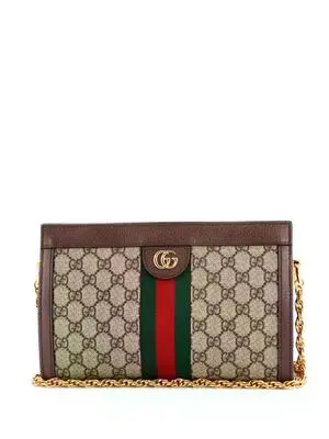 Gucci Ophidia Chain Shoulder Bag Gg Coated Canvas - Brown
