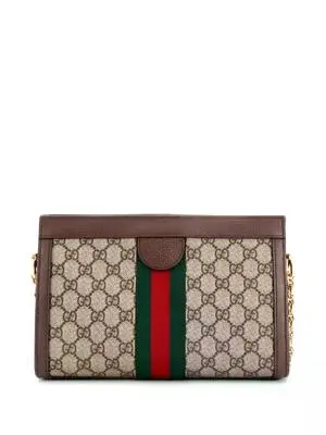 Gucci Ophidia Chain Shoulder Bag Gg Coated Canvas - Brown