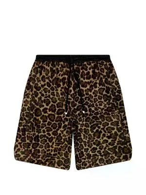 NAHMIAS Leopard-print Drawstring Shorts - Brown