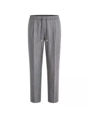 BRIGLIA 1949 Dark Flannel Drawstring Waist Trousers - Grey