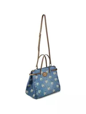 Valentino Garavani Medium Antibes Embroidered Tote Bag - Blue
