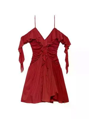 ANIYE BY Xena Ruffled Cold-shoulder Mini Dress - Red