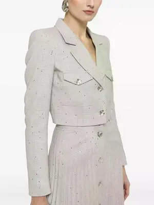 NISSA Sequin-embellished Cropped Blazer - Grey