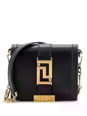 Versace Greca Goddess Wallet On Chain Leather Mini Crossbody Bag - Black