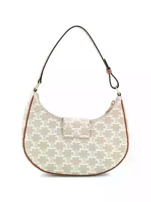 Celine Ava Triomphe Bag In Coated Canvas - Brown