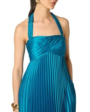 Aidan Mattox Halterneck Pleated Gown