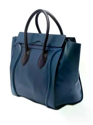 Celine Mini Bicolor Leather Luggage Tote Bag
