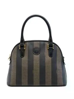 Fendi Pequin Coated Canvas Dome Satchel - Brown