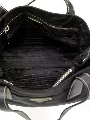 Prada Saffiano Trimmed Tessuto Shopper Tote Bag