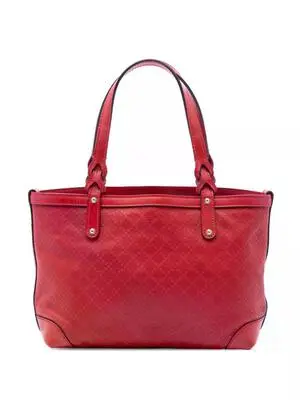 Gucci Small Diamante Leather Craft Tote Bag - Red