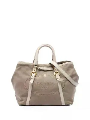 Prada Canapa Logo Satchel - Brown