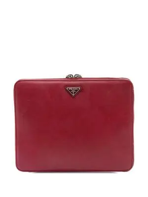 Prada Saffiano Leather Zip Around Ipad Case Clutch Bag