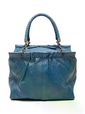 Bottega Veneta Nappa Intrecciato Trimmed Handbag - Blue