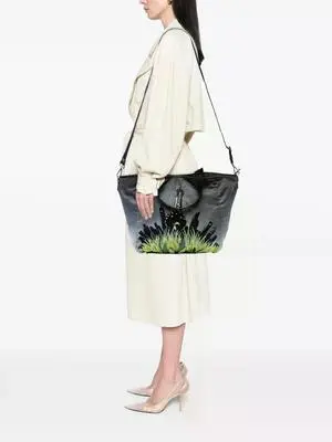 Prada Tessuto City And Jungle Print Tote Satchel - Grey