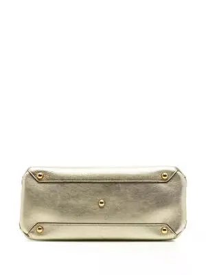 Burberry Medium Metallic Leather And House Check Banner Satchel