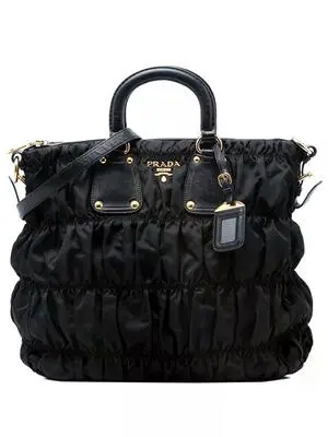 Prada Tessuto Gaufre Satchel - Black