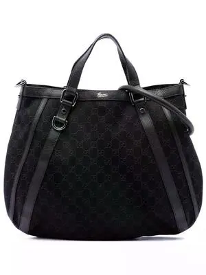 Gucci Gg Denim Abbey D Ring Satchel - Brown