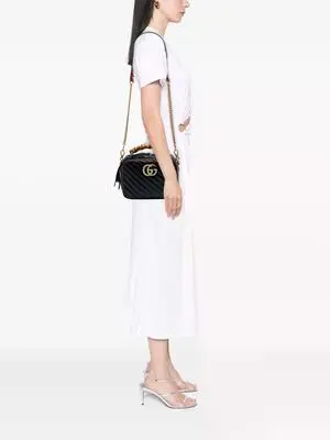 Gucci Gg Marmont Matelassé Diagonal Leather Satchel - Black