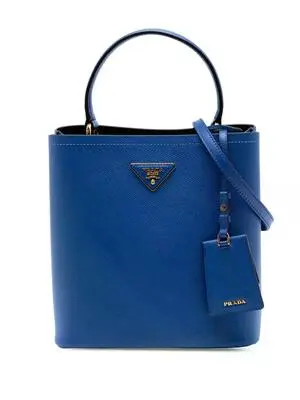 Prada Saffiano Cuir Panier Satchel - Blue